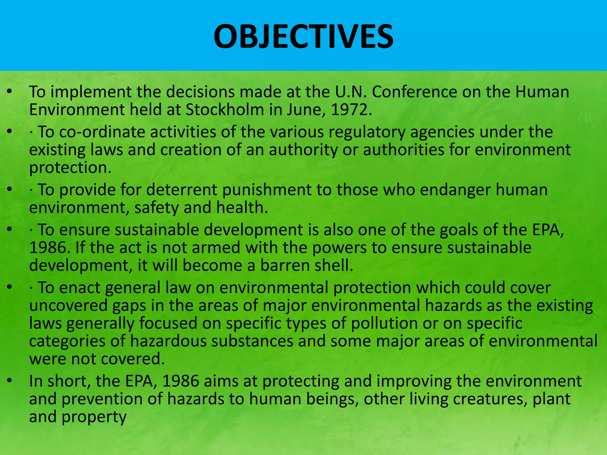 Enviornmental protection Act 1986 | PPTX