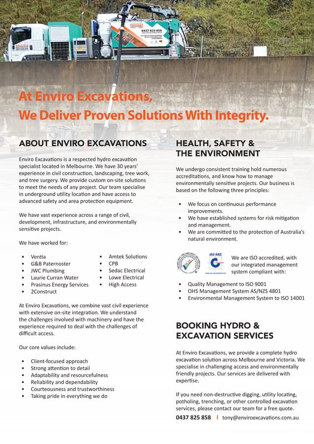 Enviro Excavations Capability Statement | PDF | Civil Engineering Industry | Industries