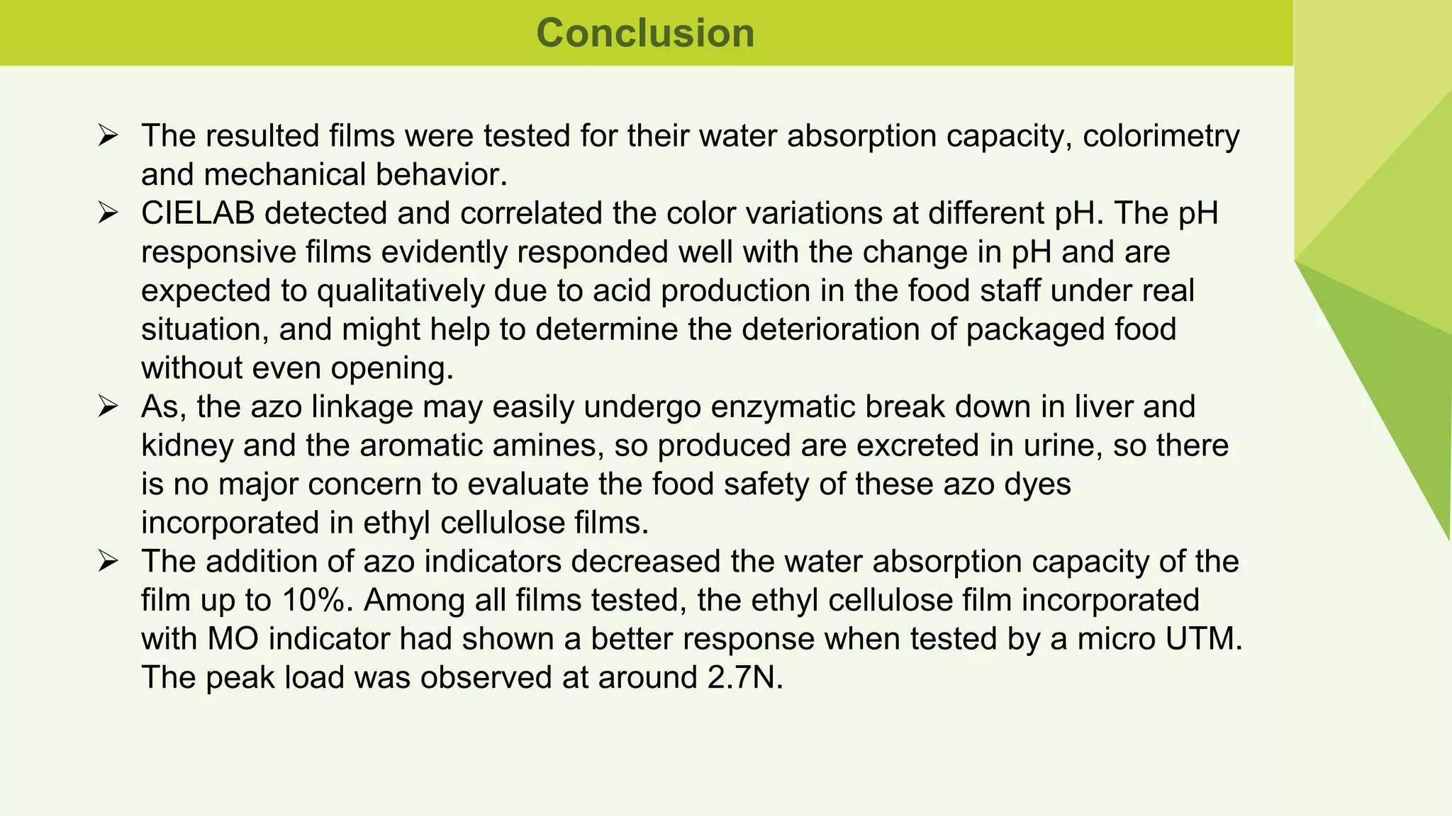 Enviroment friendly qualittively responsive ethyl cellulose films as ...