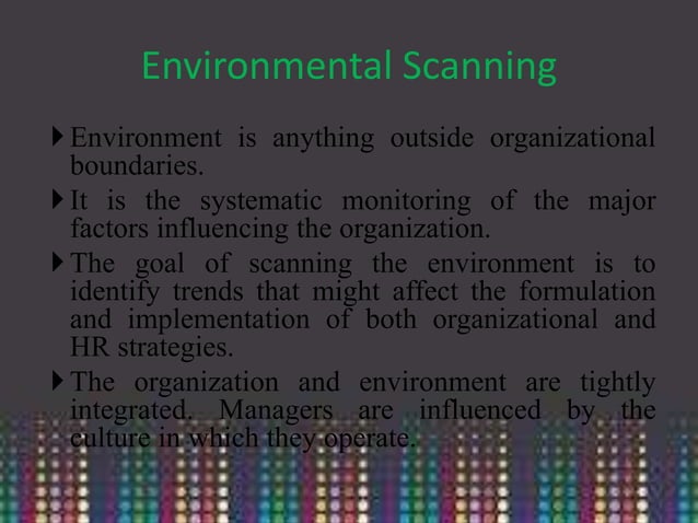Environemtnal influences on hrm-Stages of Analysis,Environmental ...