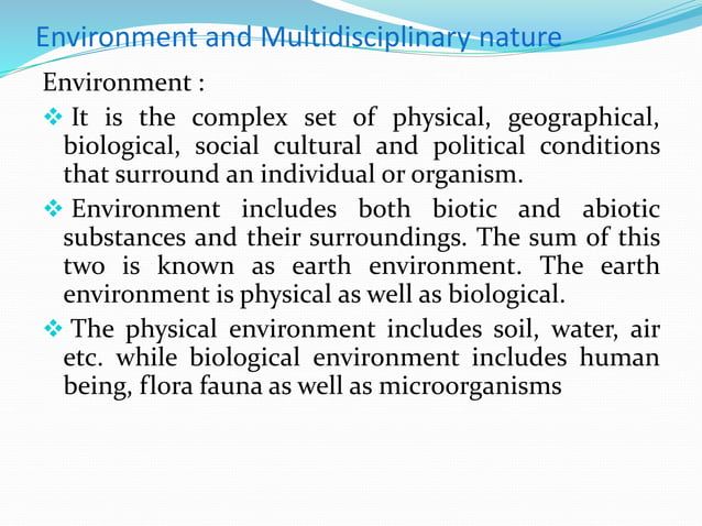 Environment and Multidisciplinary Nature | PPTX