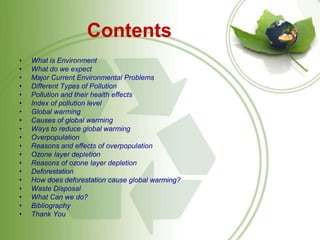 Environment; Pollution and other environmental problems | PPTX