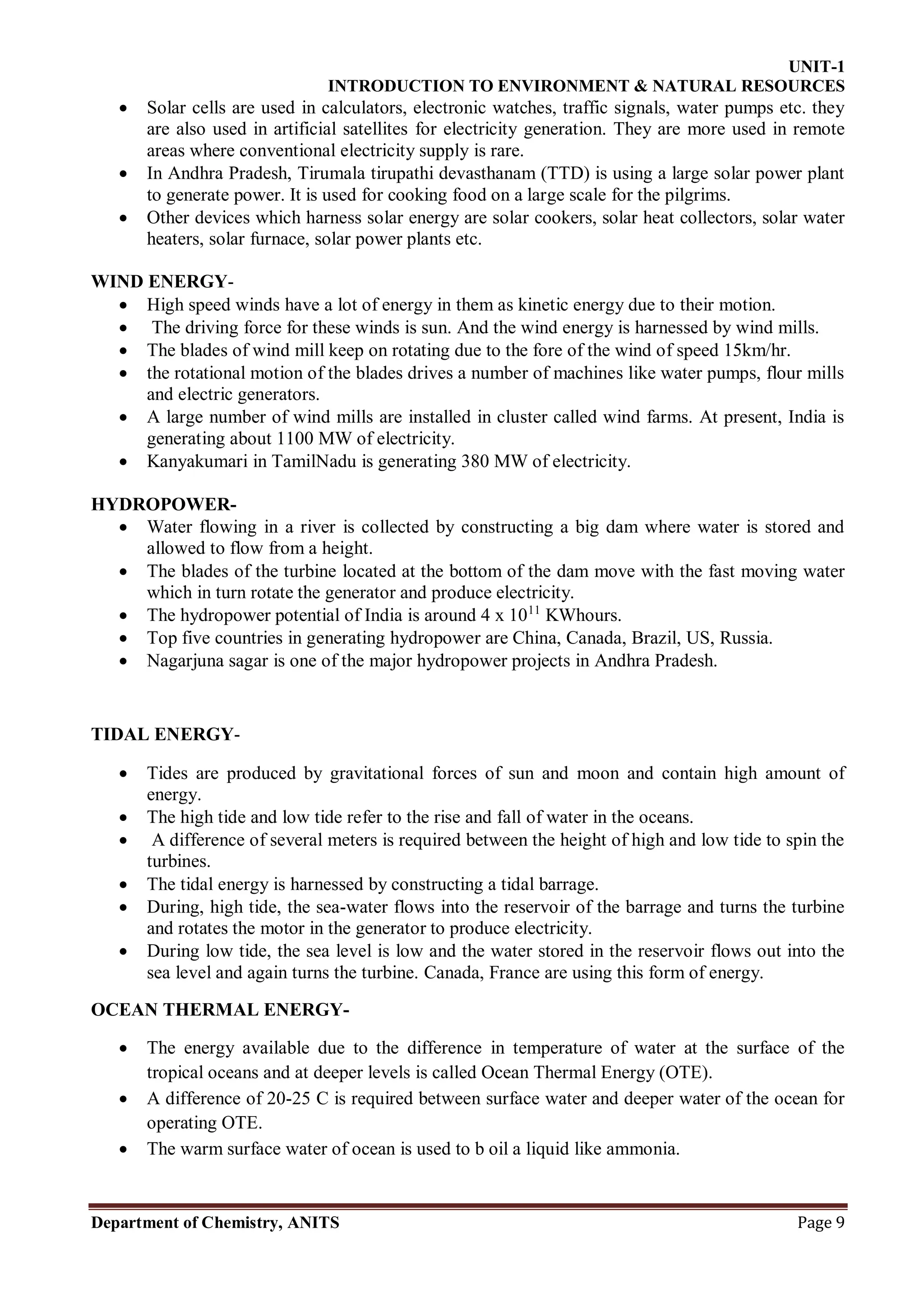 INTRODUCTION TO ENVIRONMENT & NATURAL RESOURCES | PDF