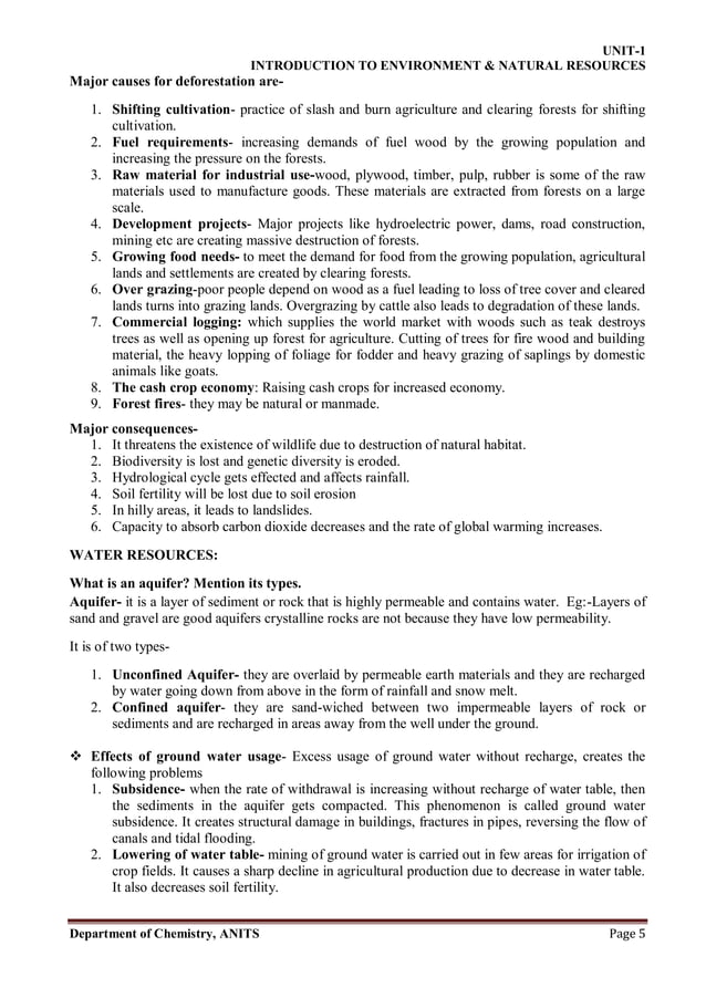 INTRODUCTION TO ENVIRONMENT & NATURAL RESOURCES | PDF | Environmental ...