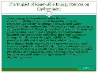 ENVIRONMENT~ Renewable Energy Sources and their future prospects. | PPTX