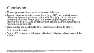 Environmental impacts of renewable energy production" | PPTX