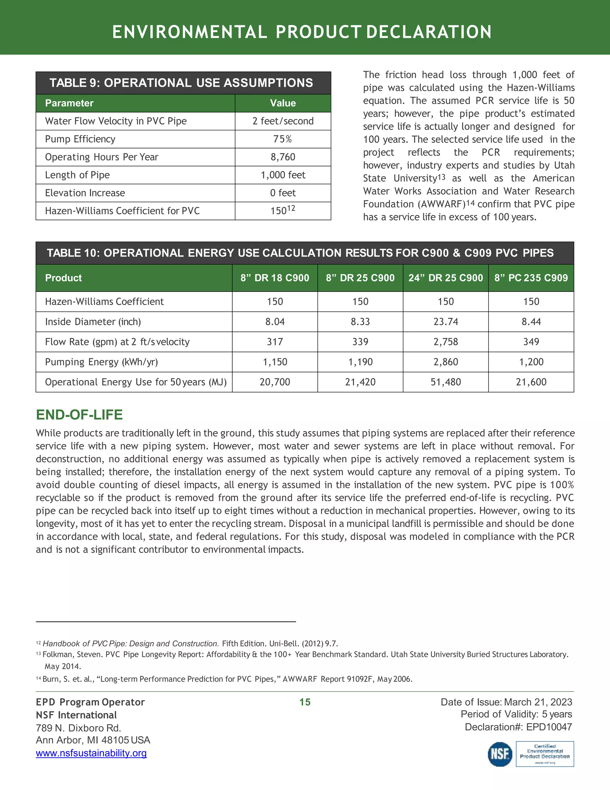 Uni-Bell PVC Pipe Association ENVIRONMENTAL PRODUCT DECLARATION | PDF