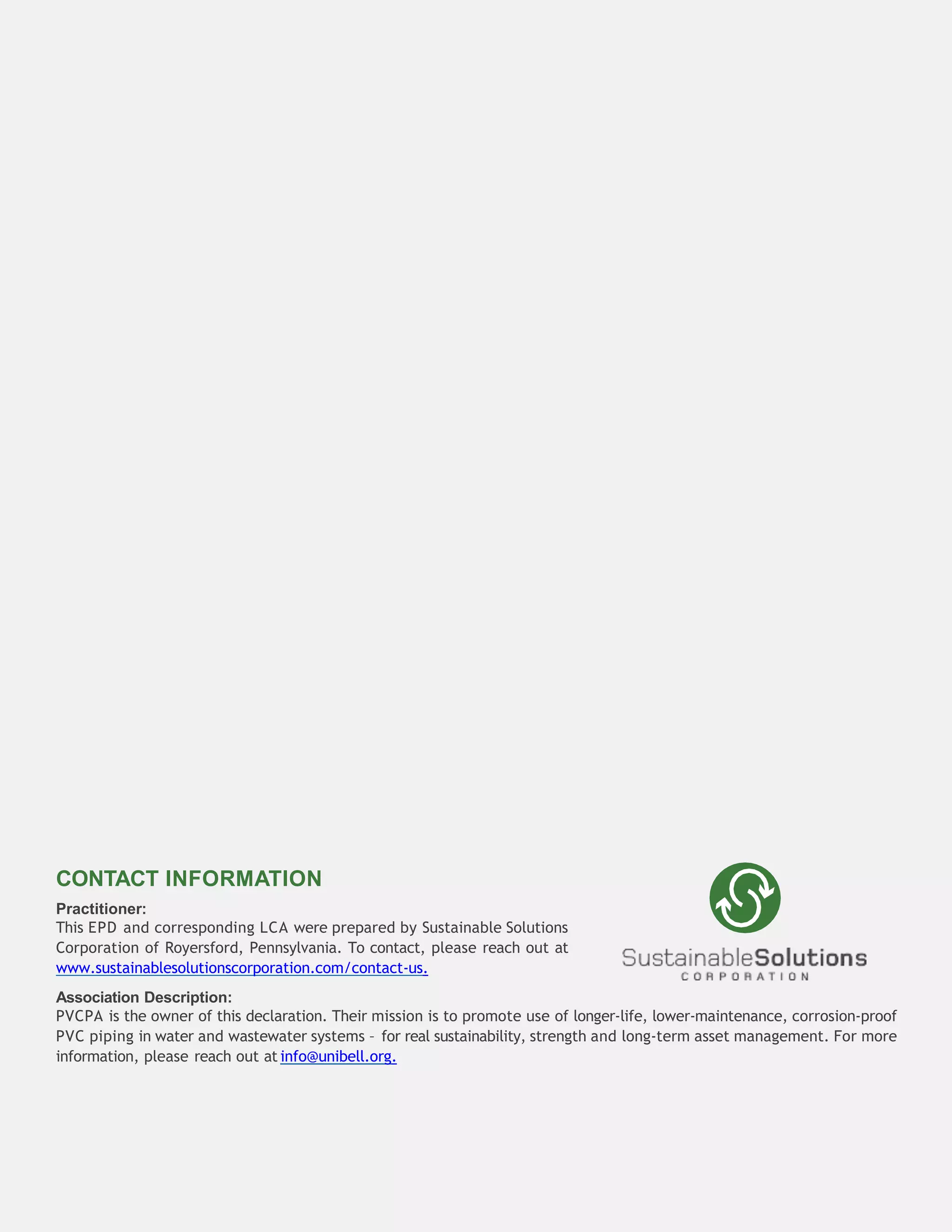 Uni-Bell PVC Pipe Association ENVIRONMENTAL PRODUCT DECLARATION | PDF