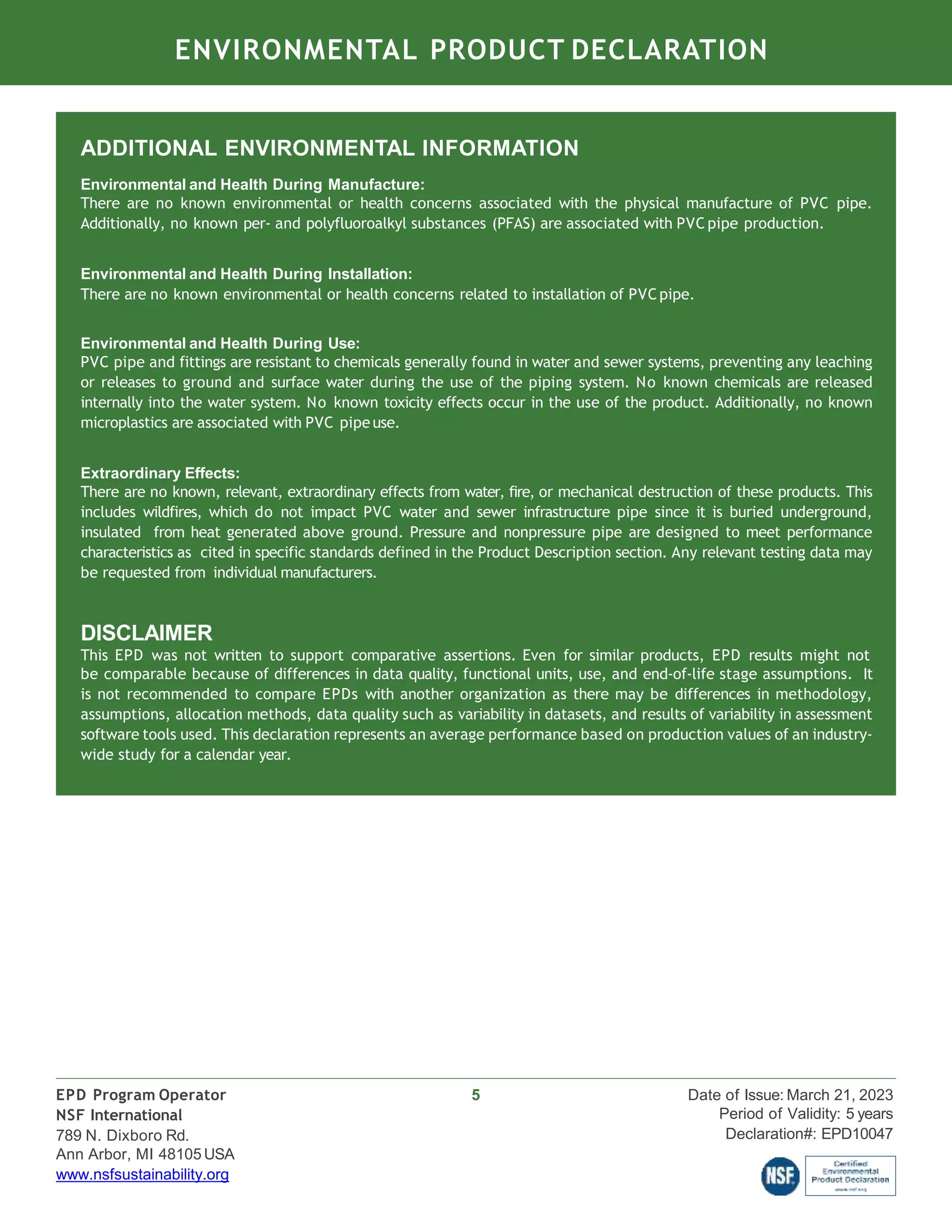 Uni-Bell PVC Pipe Association ENVIRONMENTAL PRODUCT DECLARATION | PDF