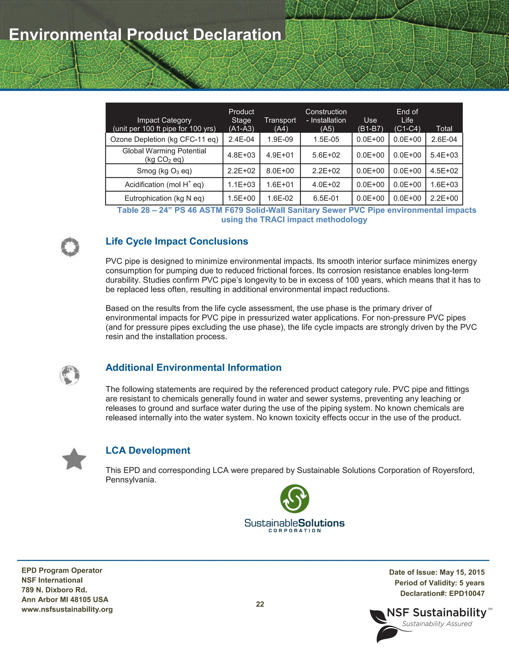 Environmental Product Declaration UniBell | PDF