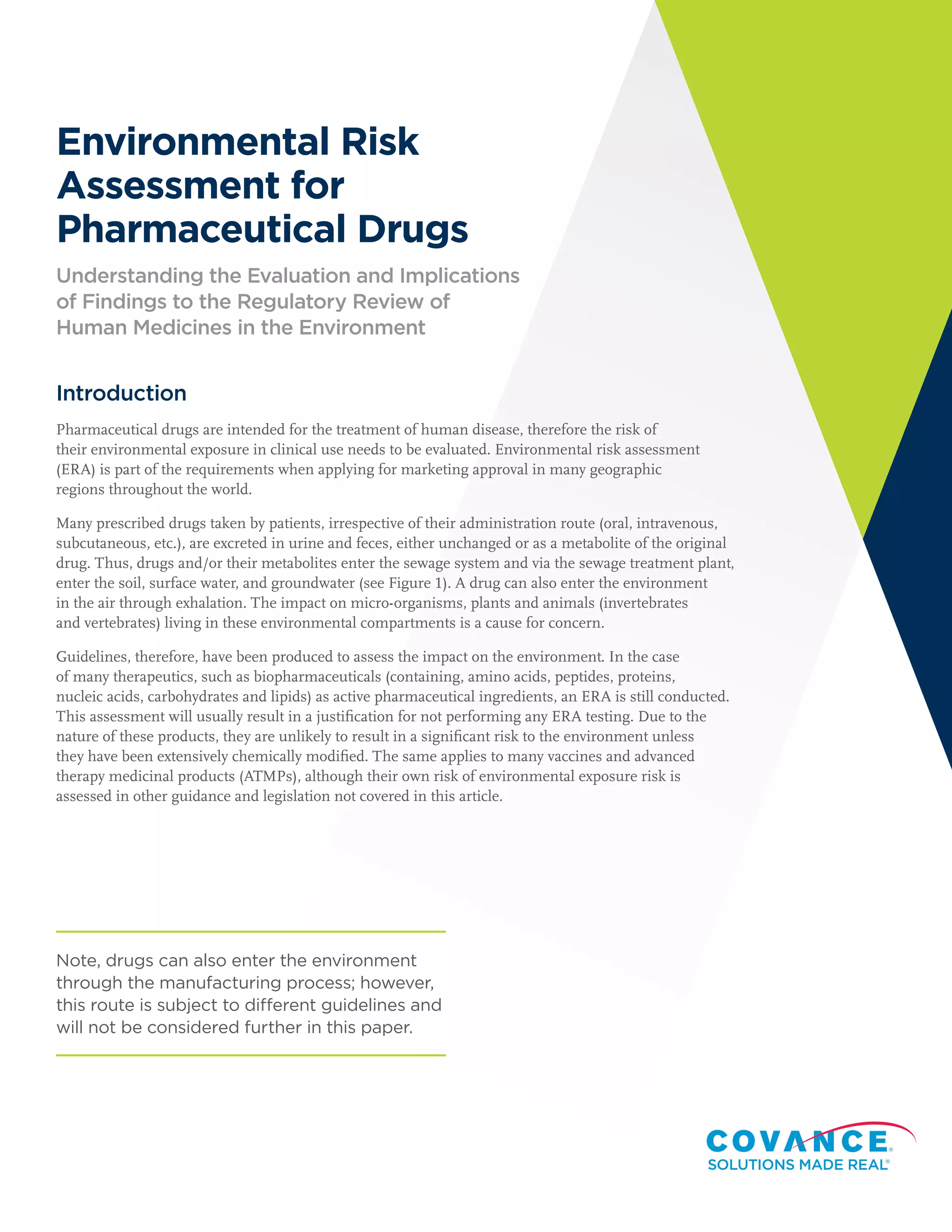 Environmental Risk Assessment for Pharmaceutical Drugs | PDF