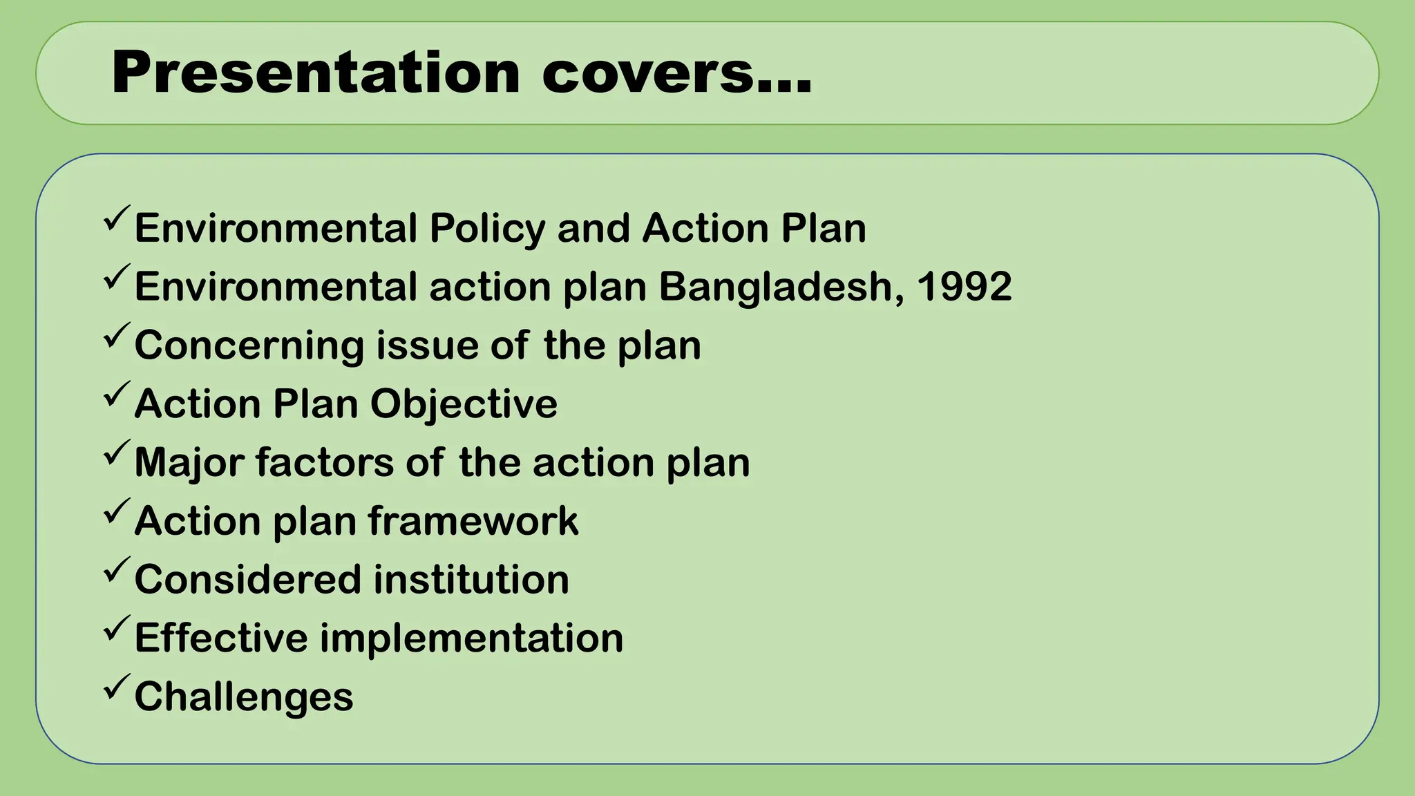 Environmental Action Plan 1992, Bangladesh | PPTX