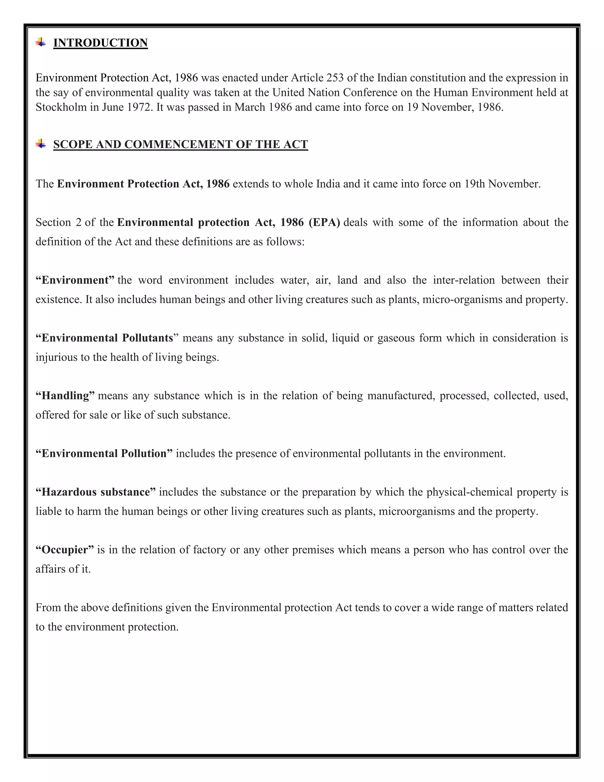 Environmental Protection Act (EPA) | PDF