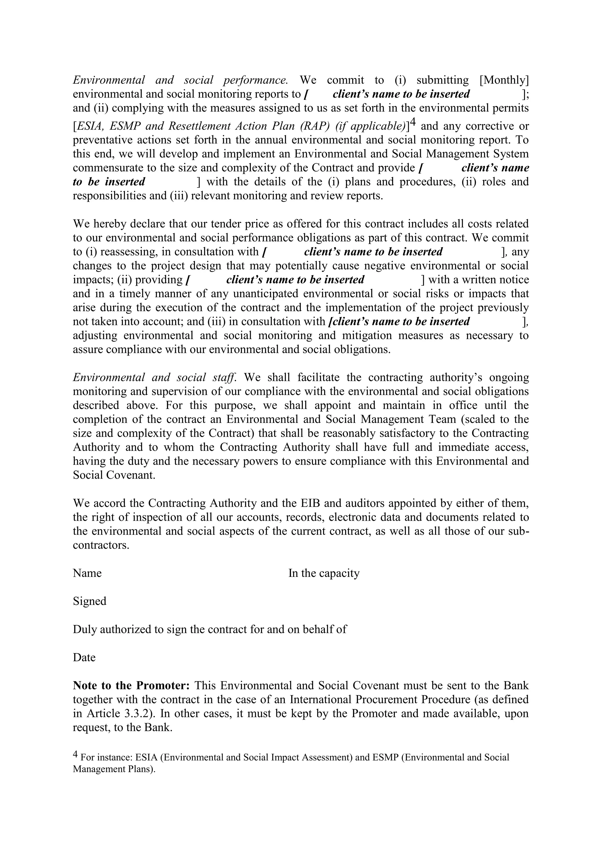 Environmental and Social Covenant Template.docx