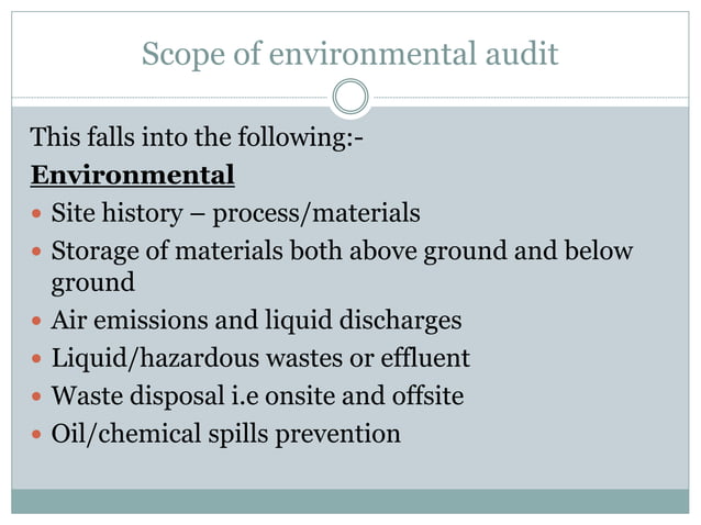 Environmental audit methodology | PPTX | Environmental Services ...