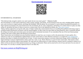 Environmental Awareness | PDF