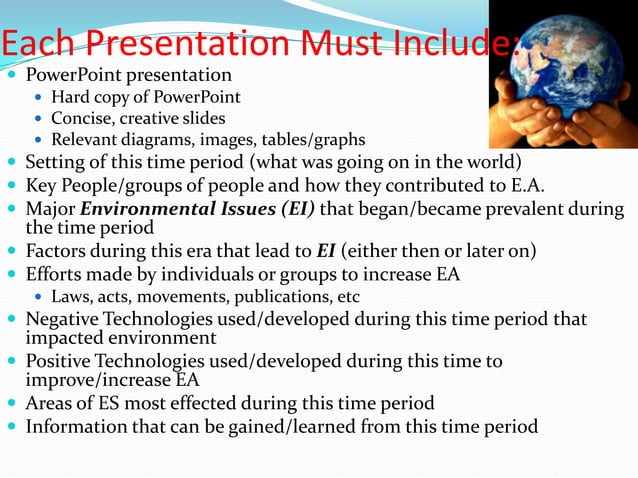 Environmental awareness (ea) through history presentations | PPT