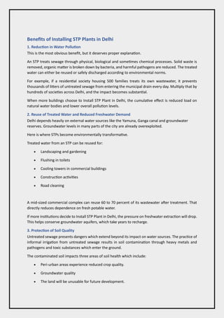 Environmental Benefits Of Installing STP Plants In Delhi.pdf