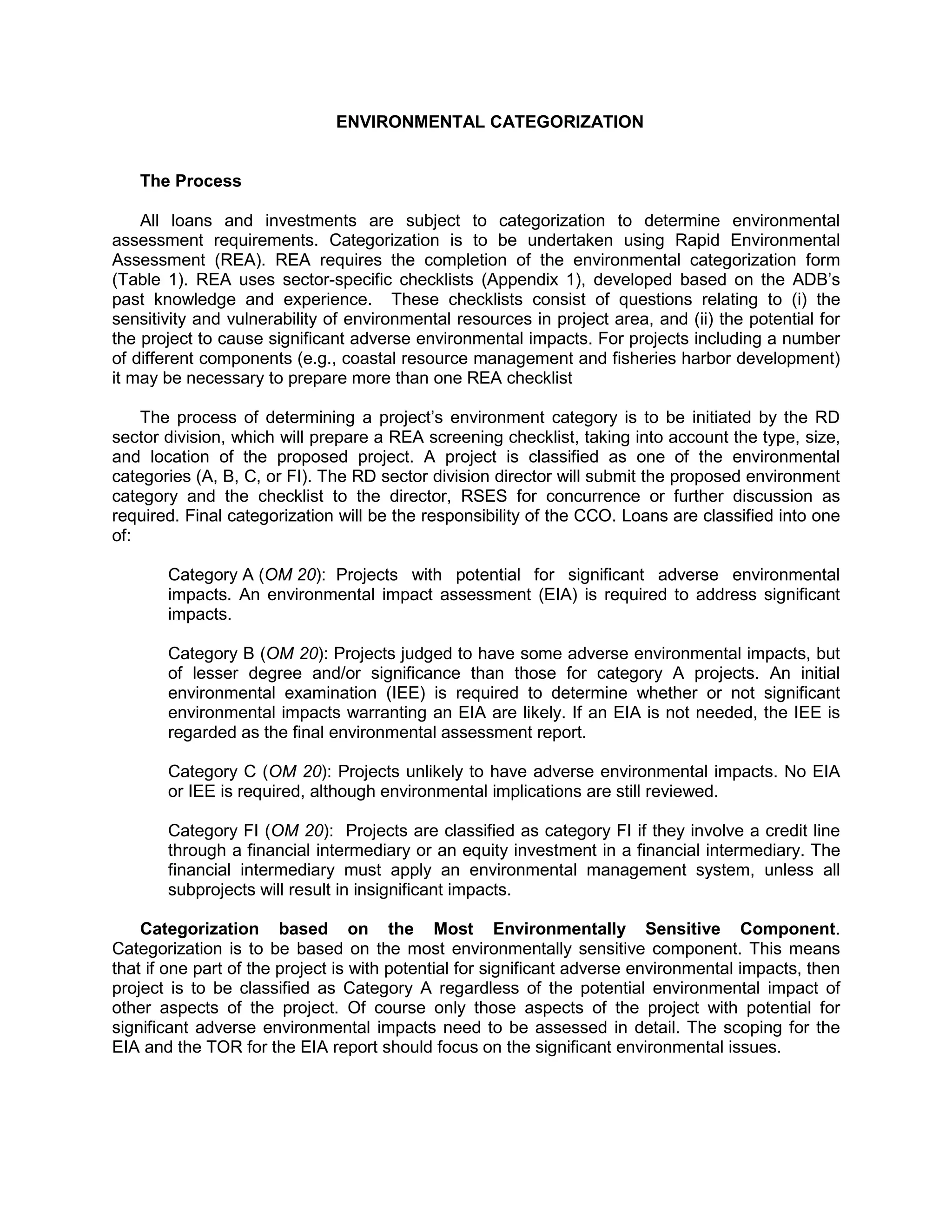 Environmental Categorization[1] | PDF