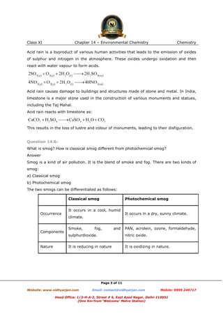 Environmental chemistry -exercise with solutions | PDF