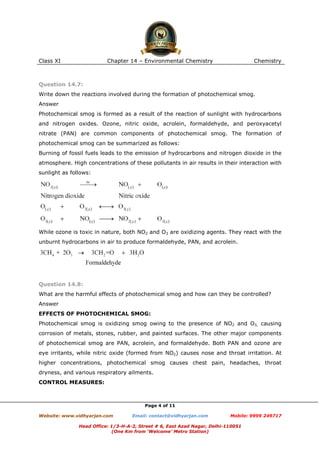 Environmental chemistry -exercise with solutions | PDF