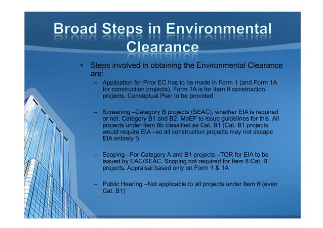 Environmental clearance for construction projects optima | PPT