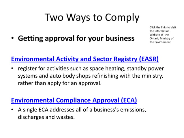 Environmental Compliance And Approvals In Ontario | PPTX ...