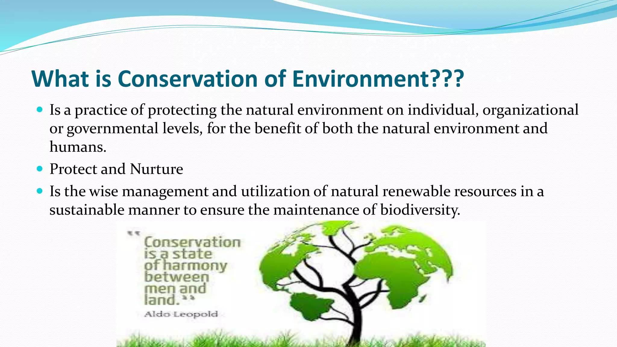 Environmental conservation,disaster management, first aid | PPT