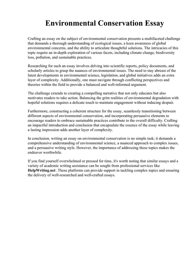 Environmental Conservation Essay | PDF