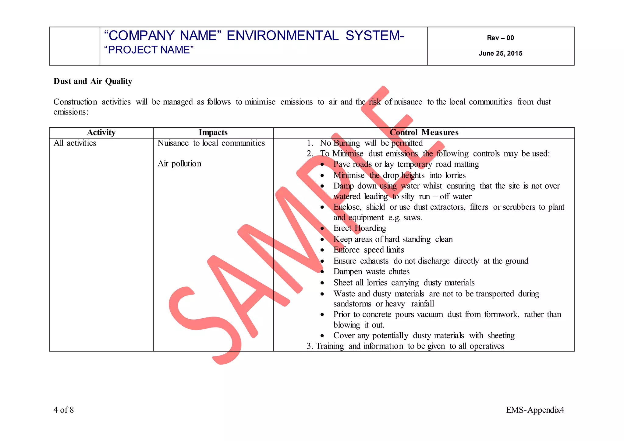 Environmental control measures | DOC