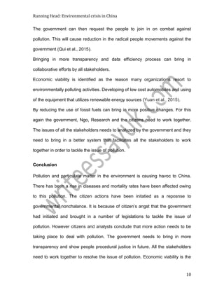 Environmental crisis in china | PDF