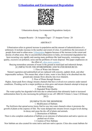 Environmental Degradation Essay | PDF
