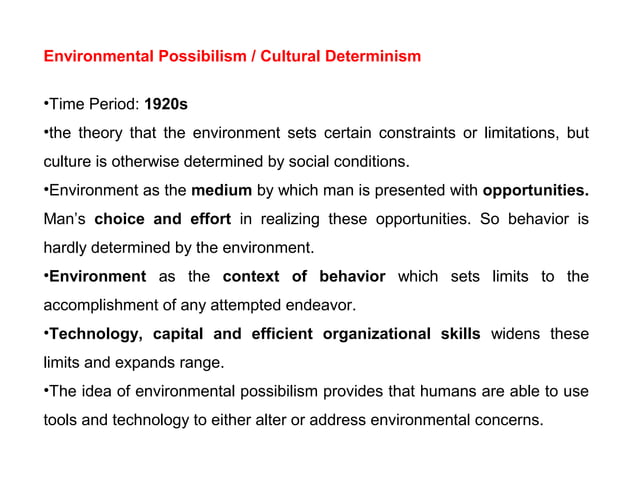 Environmental determinism and possibilism | PPT | Environment | Science