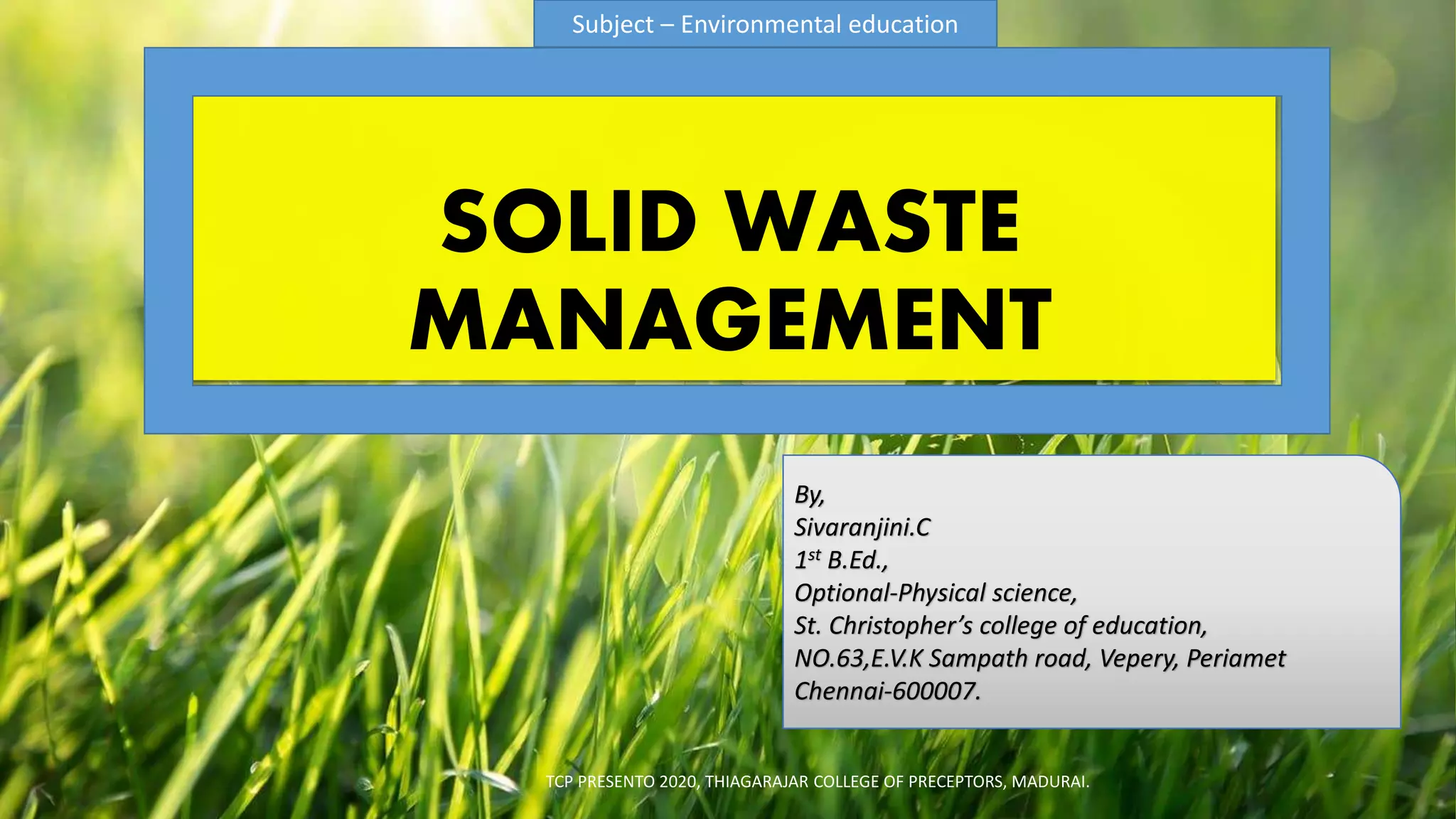SOLID WASTE MANAGEMENT | PPTX