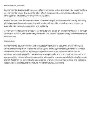 Environmental Education Inspiring a Generation of Eco-Conscious ...