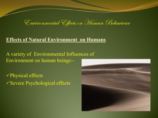 Environmental effects of human behaviour | PDF
