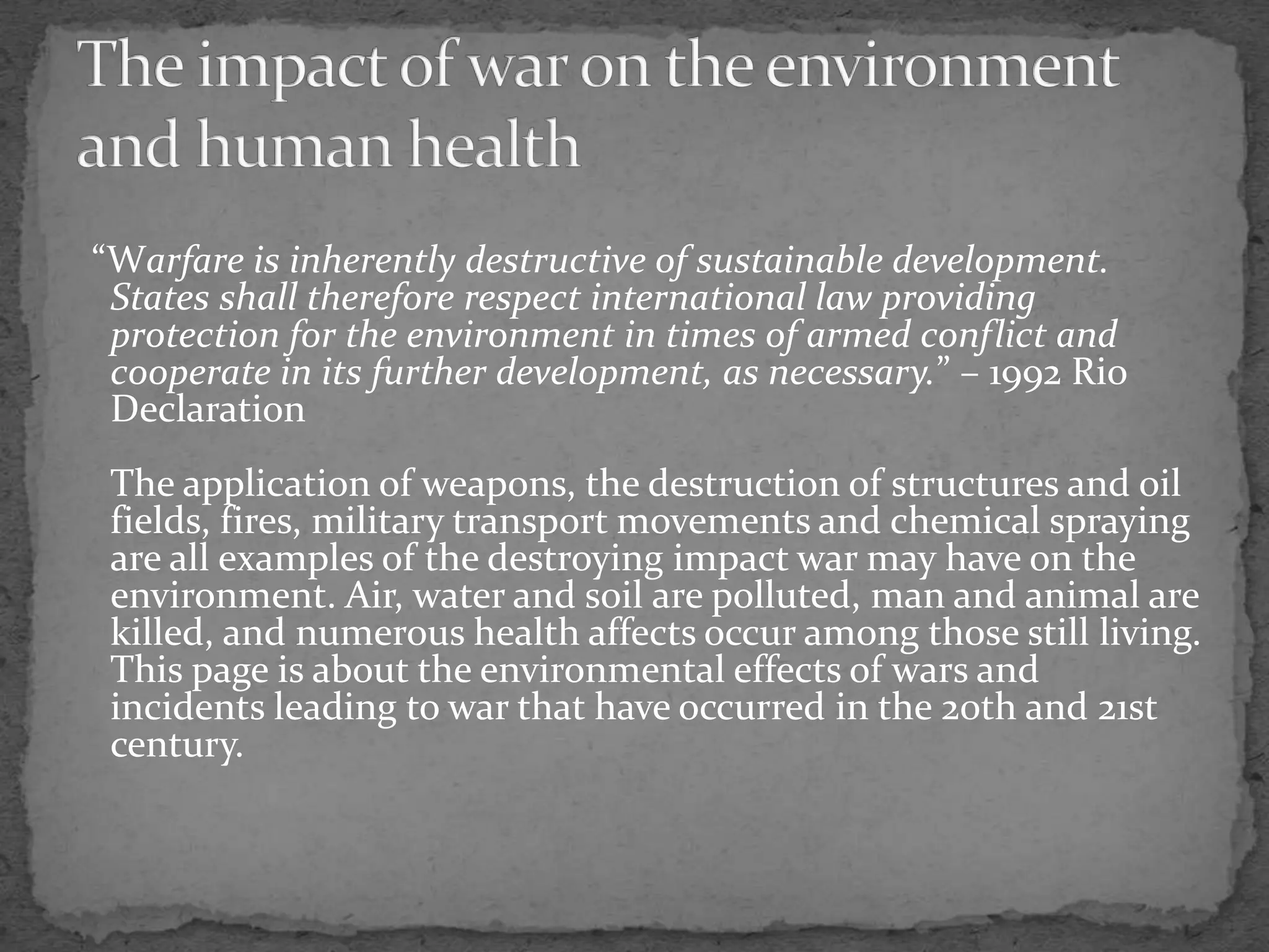 Environmental effects of warfare | PPTX