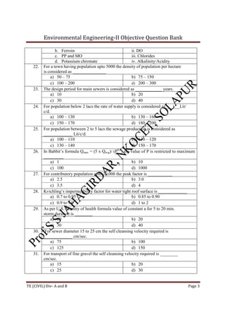Environmental engineering ii objective questions | PDF