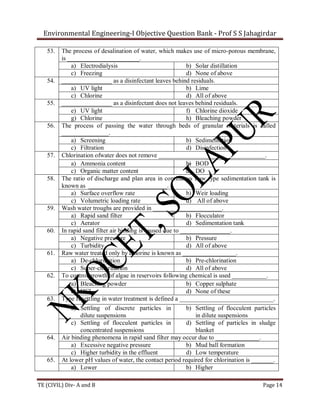 Environmental engineering i objective questions (repaired) | PDF