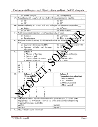 Environmental engineering i objective questions (repaired) | PDF