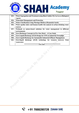 Comprehensive Civil Engineering Project Topics on Environmental and ...