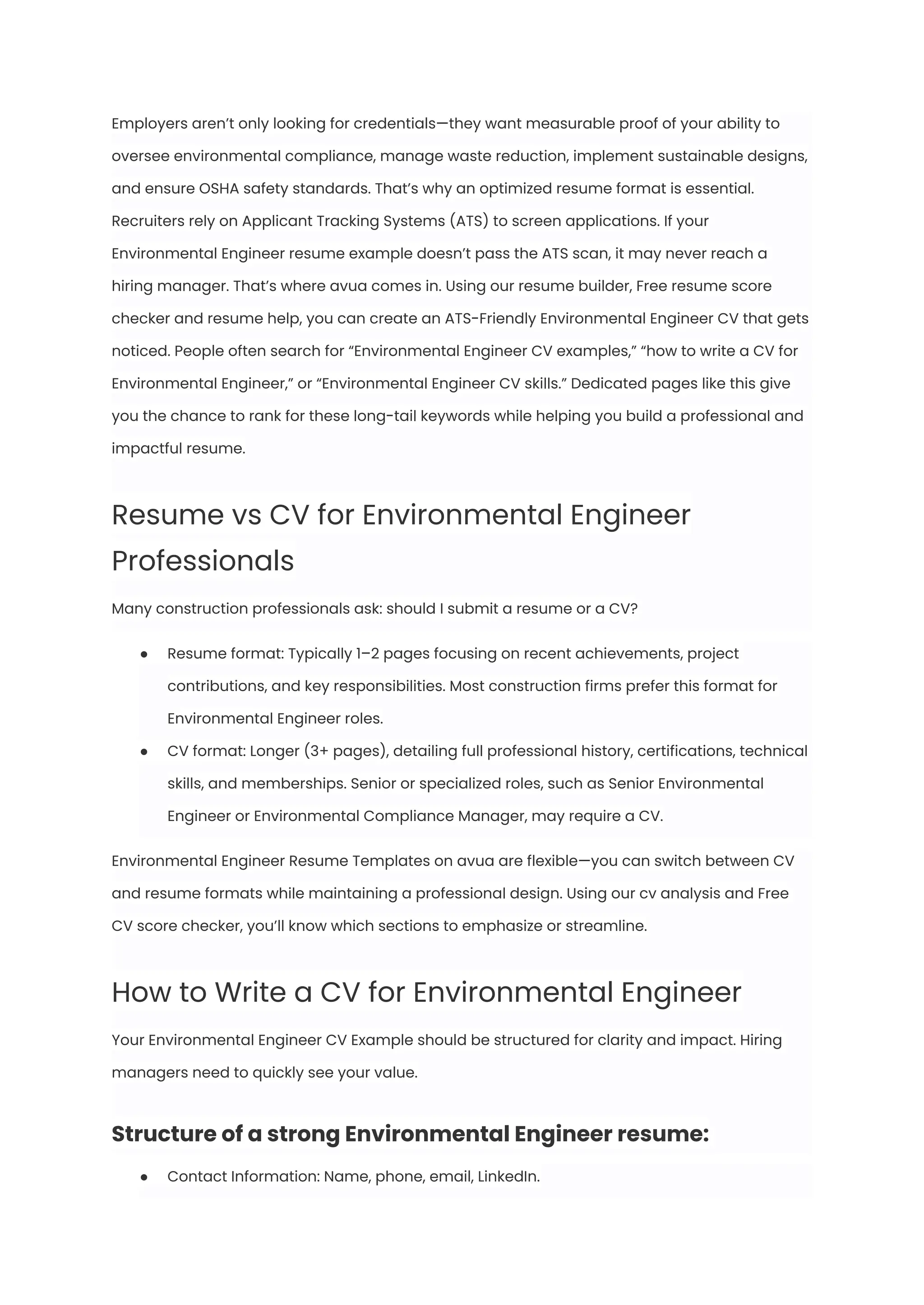 Environmental Engineer Resume Examples & Writing Guide for 2025 | PDF