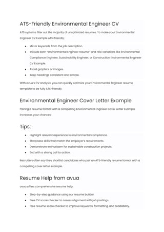 Environmental Engineer Resume Examples & Writing Guide for 2025 | PDF