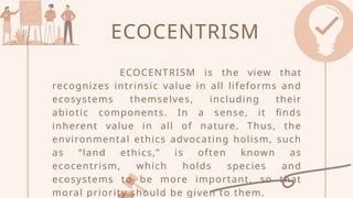 ENVIRONMENTAL ETHICS of Bachelor of Science in Development ...