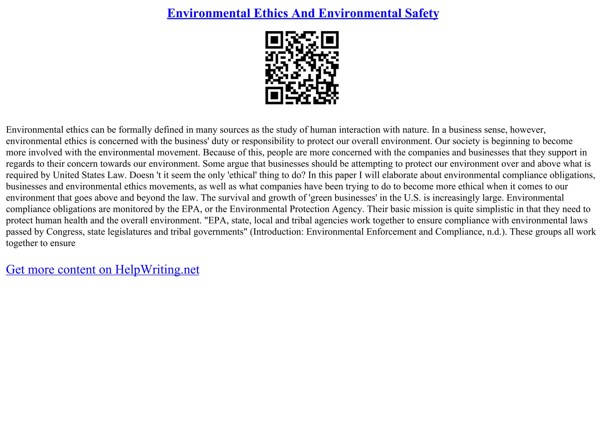 Environmental Ethics And Pollution | PDF