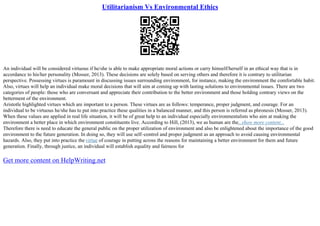 Environmental Ethics And Pollution | PDF