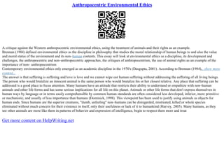 Environmental Ethics And Pollution | PDF