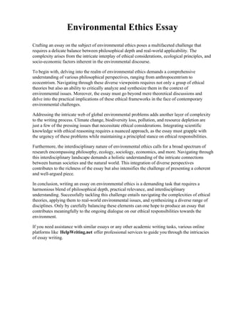 Environmental Ethics Essay.pdf | Environment | Science