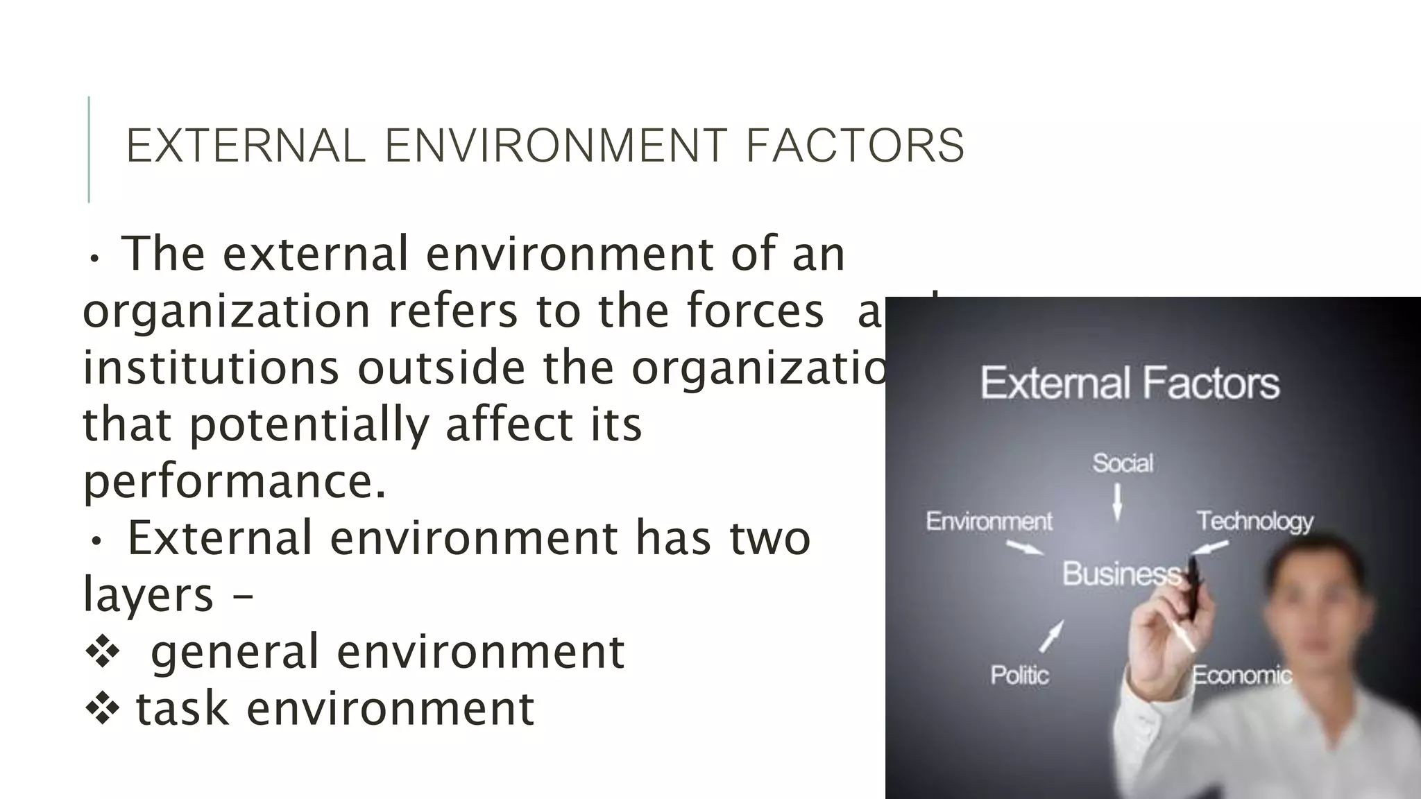 Environmental factors affecting an organisation | PPTX