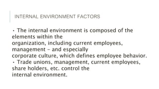 Environmental factors affecting an organisation | PPTX